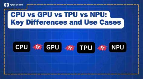cpu vs gpu vs tpu vs npu key differences and use cases appscribed