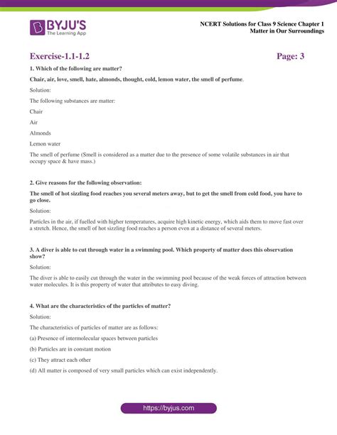Ncert Solutions For Class 9 Science Chapter 1 Matter In Our Surroundings