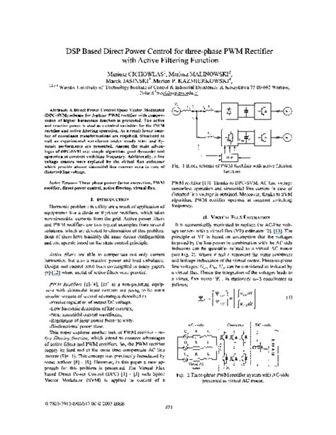 pdf dsp based direct power control for three phase pwm rectifier with