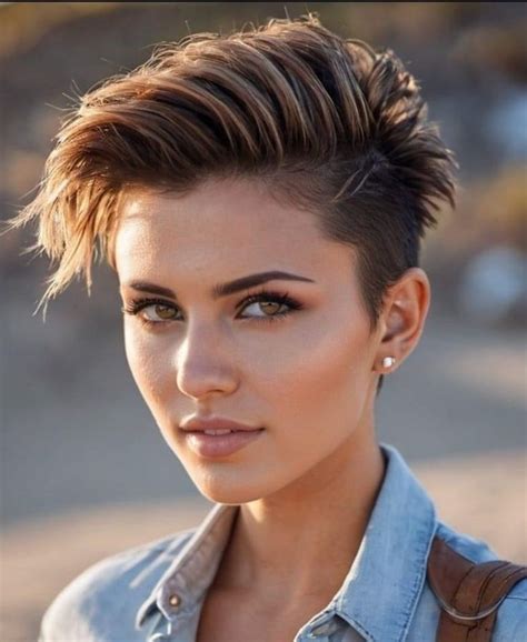 Pompadour Haircut For Women Pompadour Pixie Cut Short Shaved