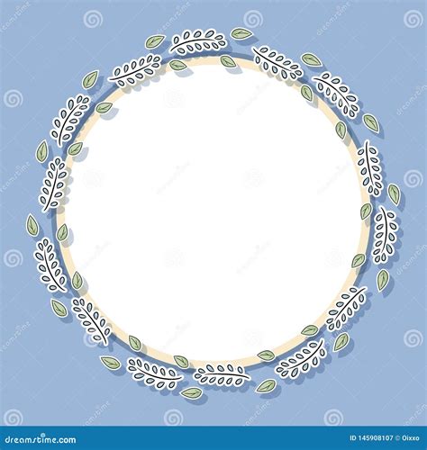 Marco Floral Decorativo Con Las Hojas Y Las Ramas Azules Los Elementos Exhaustos De La Mano De