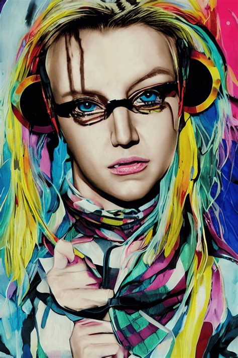 Pintura a óleo surreal de mangá de Britney Spears extremamente realista altamente detalhada