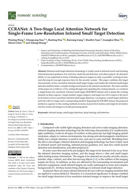 Pdf Ccranet A Two Stage Local Attention Network For Single Frame Low Resolution Infrared