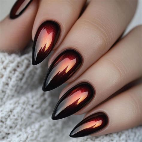 Fire Flame Nails Burning Ember Nail Art Red Black Stiletto Nails