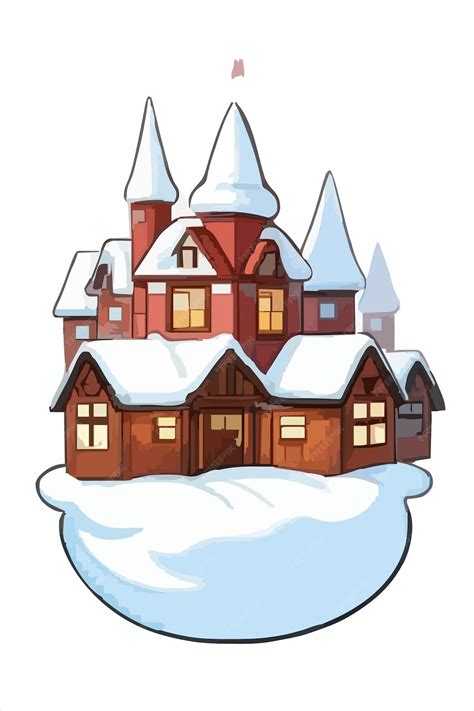 A Drawing Of A House With A Snow Covered Roof Premium Ai Generated Vector