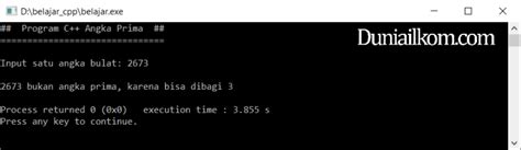 Latihan Kode Program C Cek Bilangan Prima Duniailkom