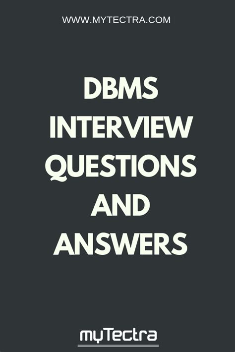 Dbms Interview Questions And Answers Most Frequently Asked Dbms