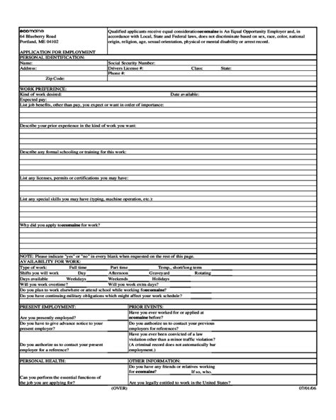 Employment Application Form For Ecomaine Edit Fill Sign Online
