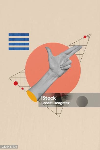 트렌드 삽화 스케치 디자인 몽타주 3d 콜라주 삼각형 원 신체 언어 손가락 상징 몸짓 보여주는 총 권총 사격 공격 0명에 대한 스톡 사진 및 기타 이미지 Istock