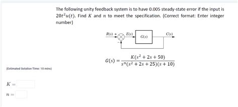 Solved The Following Unity Feedback System Is To Have Chegg