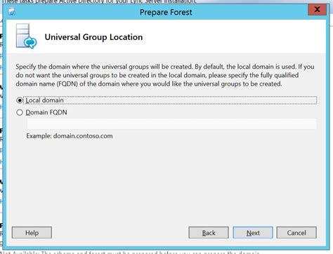 Installing Lync 2013 In Lab Prepare Active Directory Wizard