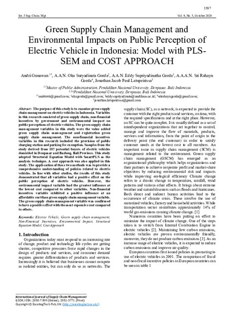 Pdf Green Supply Chain Management And Environmental Impacts On Public Perception Of Electric