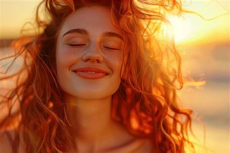 Premium Photo Portrait Of A Girl At Sunset Near The Sea