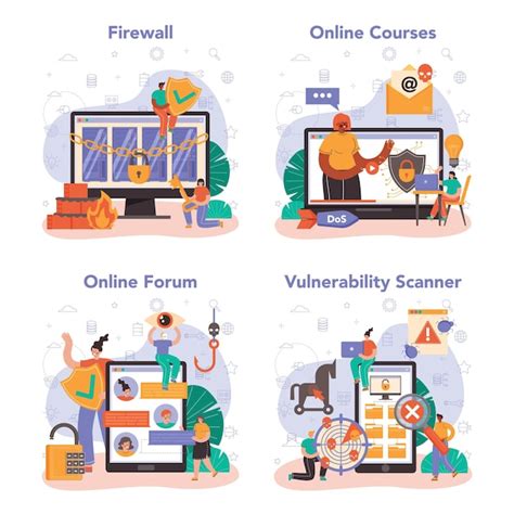 Premium Vector Cyber Or Web Security Online Service Or Platform Set Digital Data Protection