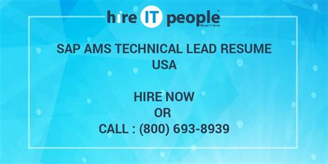 Sap Ams Technical Lead Resume Hire It People We Get It Done
