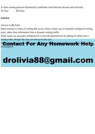 A Static Routing Protocol Dynamically Establishes Route Between Devi Pdf
