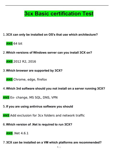 3cx Basic Certification Test Exam Questions And Answers 2024 2025