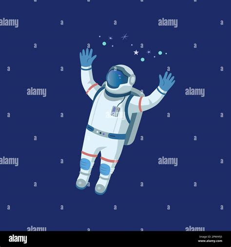 Astronaut Character Floating In Space Cartoon Illustration Stock Vector Image And Art Alamy