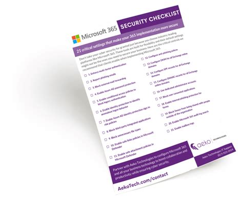 Microsoft 365 Security Checklist Aeko Technologies