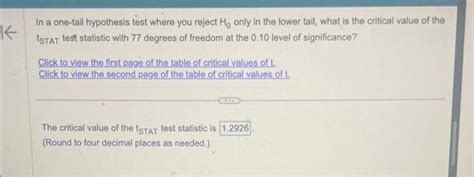 Solved 5 In A One Tailed Hypothesis Test Were You Reject H0