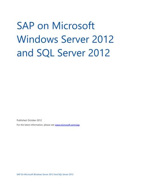 Sap On Windowsserver2012andsqlserver2012whitepaperfinal Pdf