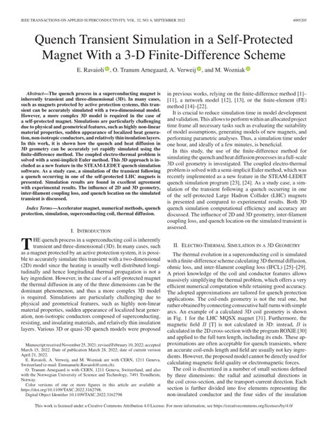 Pdf Quench Transient Simulation In A Self Protected Magnet With A 3 D