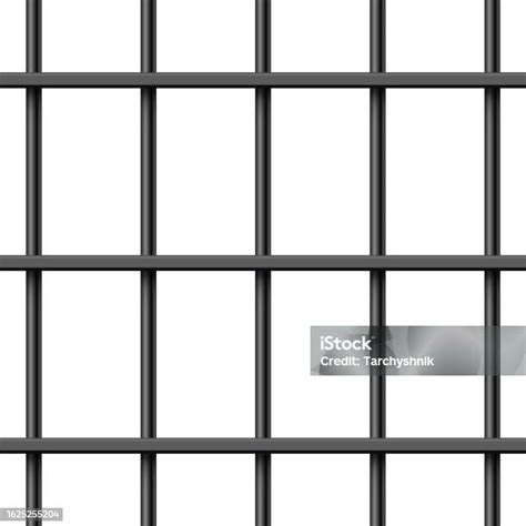 흰색 배경에 격리된 검은색 현실적인 금속 감옥 막대 상세한 감옥 케이지 감옥 철제 울타리 범죄 배경 모형 벡터 그림 감방에 대한