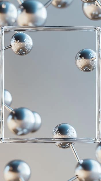 A Futuristic Representation Of Molecular Structures With Metallic Spheres Premium Ai Generated