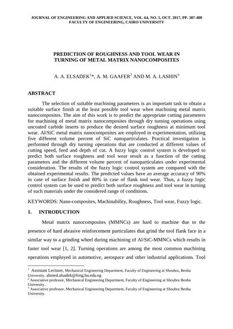 Pdf Prediction Of Roughness And Tool Wear In Turning Of Dokumentips