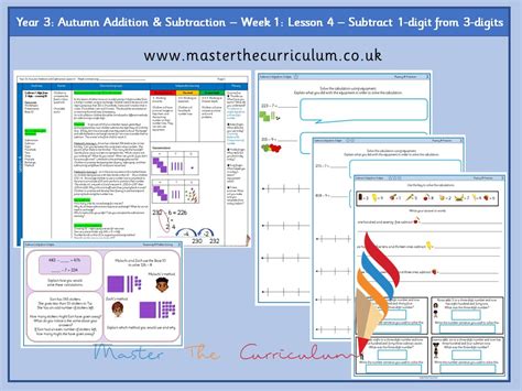 Year 3 Addition And Subtraction Lesson 4 Subtract 1 Digit From 3 Digits Master The Curriculum