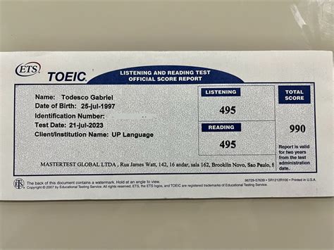 Last Month I Took The Toeic Proficiency Test And Got The Maximum Score