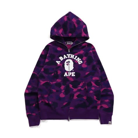 Purple Bape Color Camo College Full Zip Hoodie Bape Hoodie