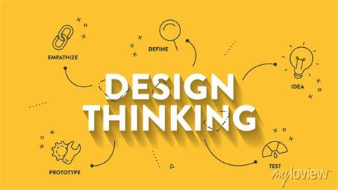 Design Thinking Process Diagram Chart Infographic Banner Template Wall Mural Murals Vector