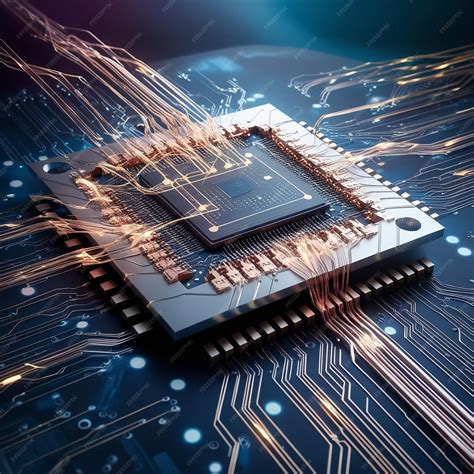 Advanced Technology Concept Visualization Circuit Board Cpu Processor Microchip Premium Ai