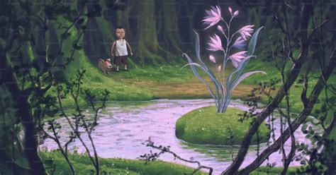 판타지 숲에 있는 소년과 그의 개 개념 아이디어 상상력 모험 꿈의 예술 초현실적인 그림입니다 그림 사진 Unsplash의 상상력 이미지