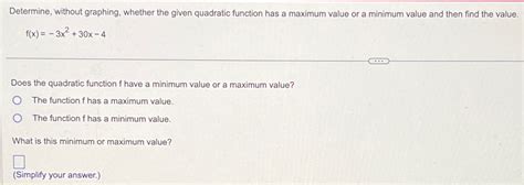 solved determine without graphing whether the given