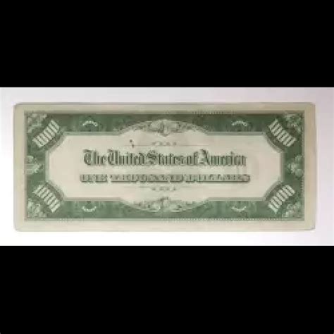 1934 1000 High Denomination Notes 2211 H Not Certified Lost