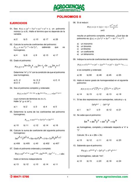 Algebra Polinomios 2 Pdf Álgebra Abstracta Matemáticas De La