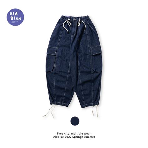 남성용 레트로 레저 하렌 바지 패션 트렌드 멀티 포켓 장식 청바지 고품질 블루 컬러 바지 사이즈 M L 신제품 AliExpress
