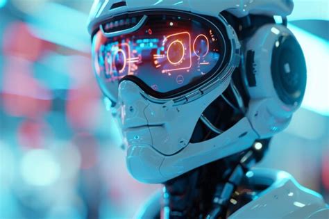 Futuristic Robot With Augmented Reality Display Premium Ai Generated Image