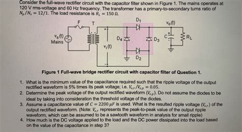Full Wave Bridge Rectifier Circuit With Capacitor Filter