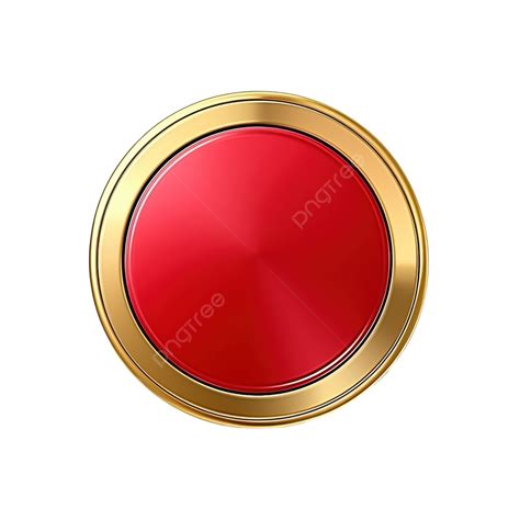 Red Round Button With Golden Outline Sparkling Shine Romance Png