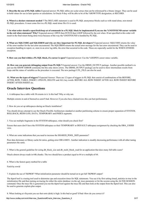 Interview Questions Oracle Faq Pdf