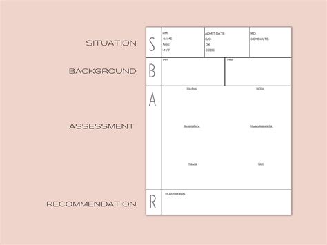 Sbar Nurse Report Sheet Nursing Report Sheet Nurse Handoff Etsy