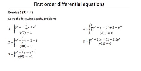 Solved First Order Differential Equationsexercise