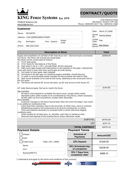 Professional General Contractor Quotation Template Doc Quotations