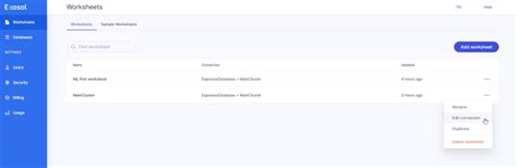 Edit Worksheet Exasol SaaS Documentation