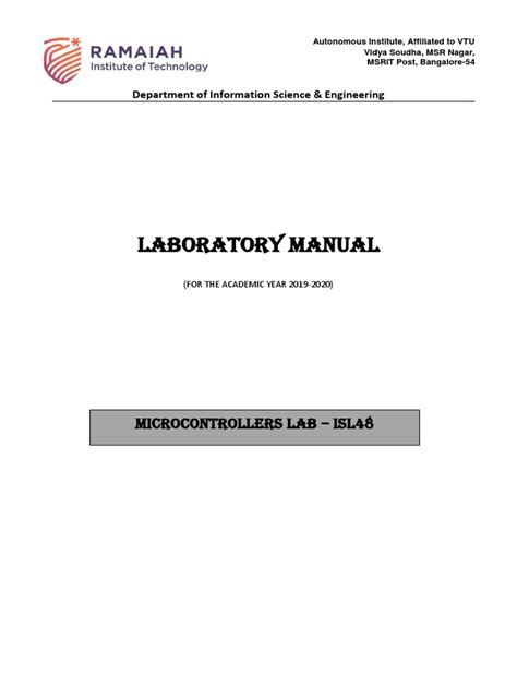 Laboratory Manual Microcontrollers Lab Isl48 Pdf Division
