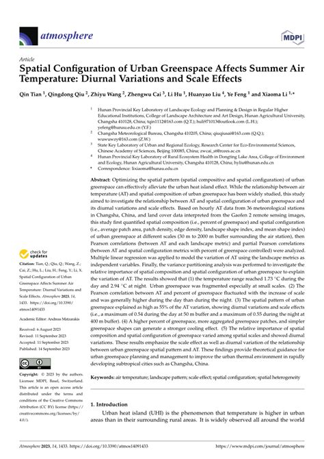 pdf spatial configuration of urban greenspace affects summer air