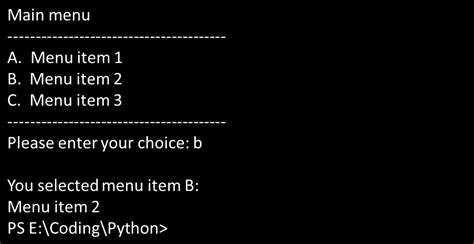 Create A Menu In Python Allow User To Pick A Choice Techronology